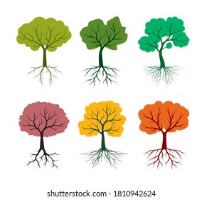 Green Tree Roots On White Background Stock Vector (Royalty Free ...