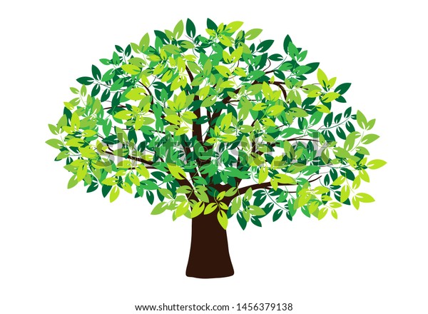 Green Tree Silhouette Isolated On White Stock Vector (Royalty Free ...