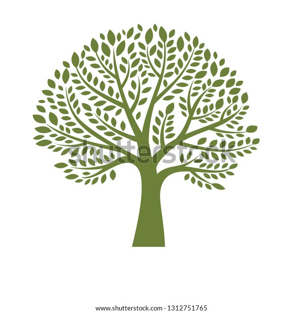 Green Tree Silhouette On White Background Stock Vector (Royalty Free ...