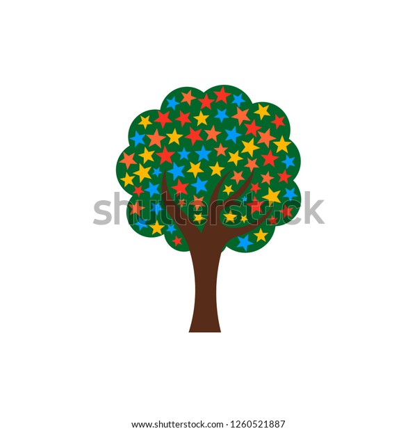 Green Tree Stars Vector Logo Stock Vector (Royalty Free) 1260521887 ...