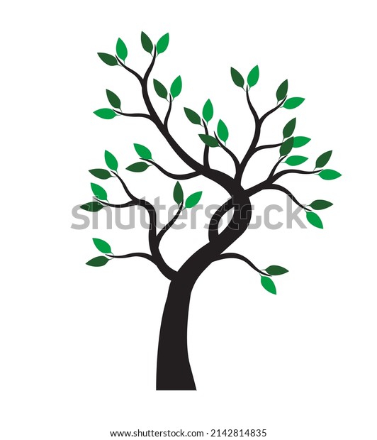 Green Tree Vector Outline Illustration Stock Vector (Royalty Free ...