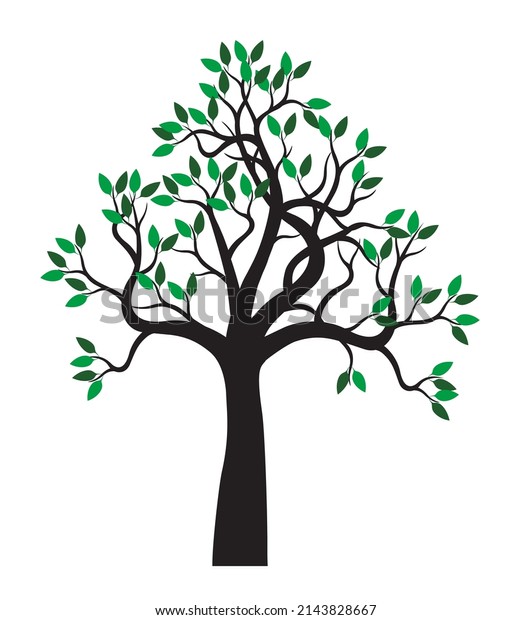Green Tree Vector Outline Illustration Stock Vector (Royalty Free ...