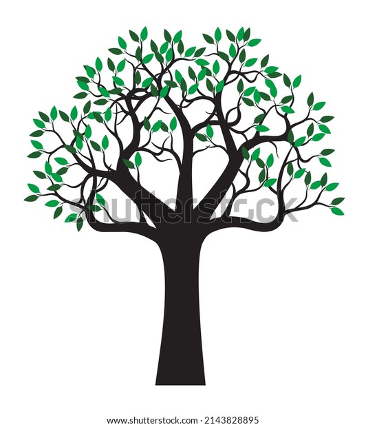 Green Tree Vector Outline Illustration Stock Vector (Royalty Free ...