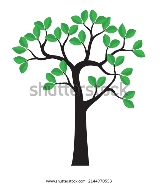 Green Tree Vector Outline Illustration Stock Vector (Royalty Free ...