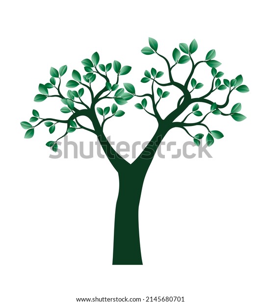 Green Tree Vector Outline Illustration Stock Vector (Royalty Free ...