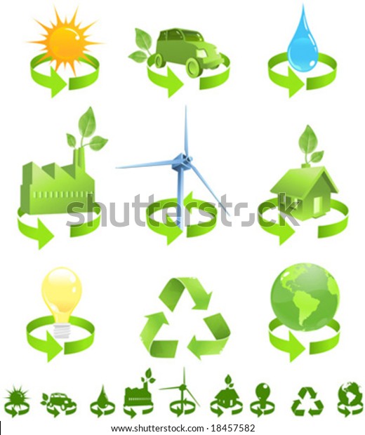 Green Vector Icons Show Forms Recycled Stock Vector (Royalty Free ...
