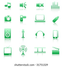 Green Vector Media Icons Set Stock Vector (Royalty Free) 31751329 ...