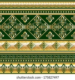 Green Vector Seamless Background Gold Royal Stock Vector (Royalty Free ...