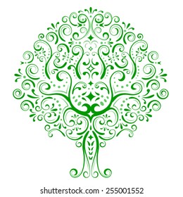 Green Vector Tree Curled Tracery Stock Vector (Royalty Free) 255001552 ...