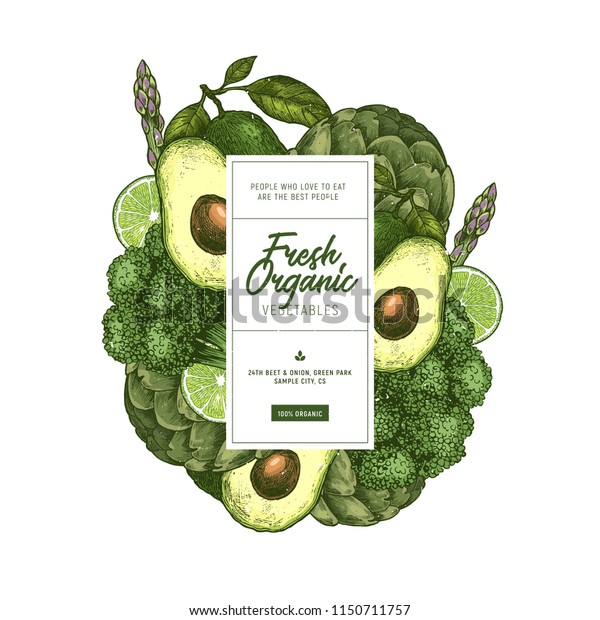 Green Vegetables Design Template Fresh Food Stock Vector (Royalty Free ...