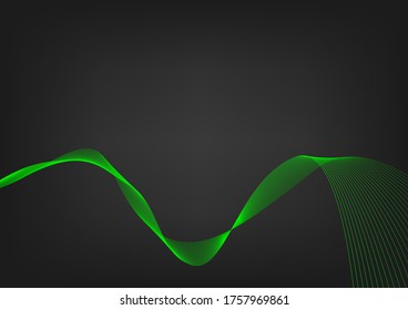 Green Wave Lines Black Background Stock Vector (Royalty Free ...