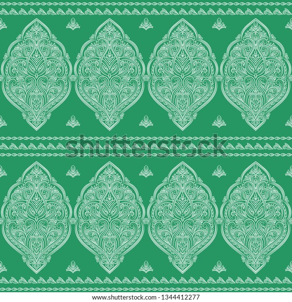 Green White Floral Seamless Pattern Vintage Stock Vector (Royalty Free ...