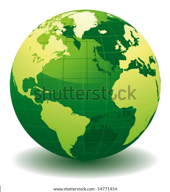 Green World Globe Editable Vector Illustration Stock Vector (Royalty ...