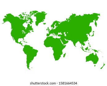 Green World Map Continents Stock Vector (Royalty Free) 1581664534 ...