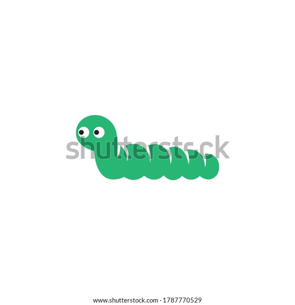 Green Worm Vector Icon On White Stock Vector (Royalty Free) 1787770529