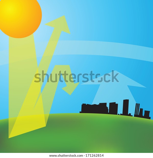 Greenhouse Effect Vector Illustration Global Warming Stok Vektör ...