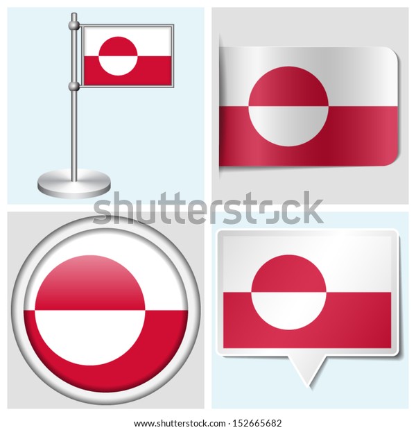 Greenland Flag Set Various Sticker Button Stock Vector (Royalty Free ...