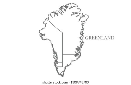Greenland Gray Line Map Stock Vector (Royalty Free) 1309743703 ...