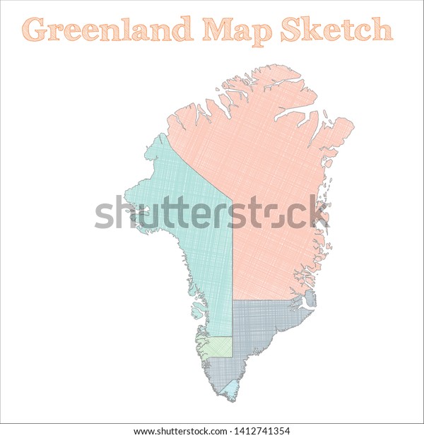 Greenland Map Handdrawn Country Vector Illustration Stock Vector ...