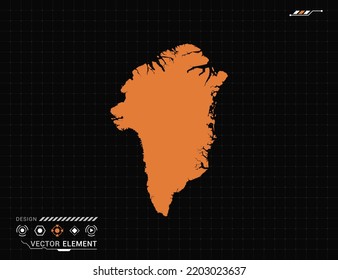 Greenland Map Orange Digital Frame Hud Stock Vector (Royalty Free ...