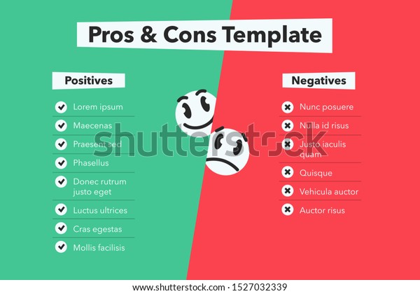 Greenred Simple Infographic Pros Cons Funny Stock Vector (Royalty Free ...