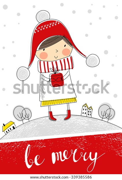 Greeting Card Be Merry Creative Hand Stock Vector (Royalty Free) 339385586