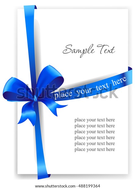 Greeting Card Blue Ribbon Vector Image Stock Vector (Royalty Free ...