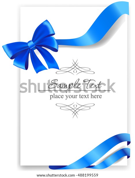 Greeting Card Blue Ribbon Vector Image Stock Vector (Royalty Free ...