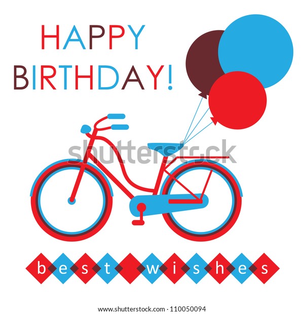 Greeting Card Cute Bike Vector Illustration: เวกเตอร์สต็อก (ปลอดค่า ...