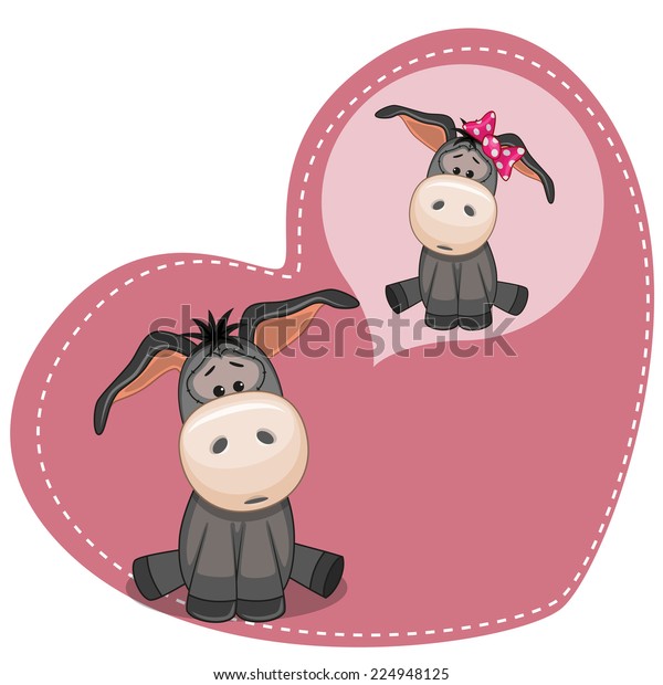 Greeting Card Cute Dreaming Donkey Stock Vector (Royalty Free ...