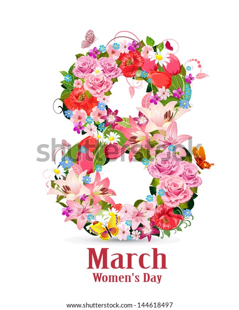 Greeting Card March 8 Stock Vector (Royalty Free) 144618497