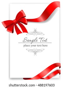 Greeting Card Red Ribbon Vector Illustration Stock Vector (Royalty Free ...