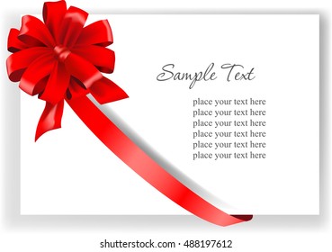 Greeting Card Red Ribbon Vector Illustration 스톡 벡터(로열티 프리) 488197612 ...