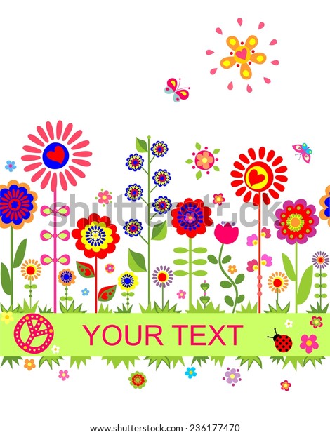 Greeting Seamless Border Funny Abstract Flowers Stock Vector (Royalty ...