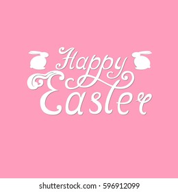 Greetings Happy Easter On Pink Background Stock Vector (Royalty Free ...