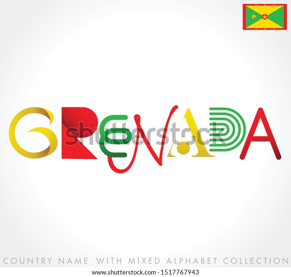 Grenada Country Name Mixed Alphabets Isolated Stock Vector (Royalty ...