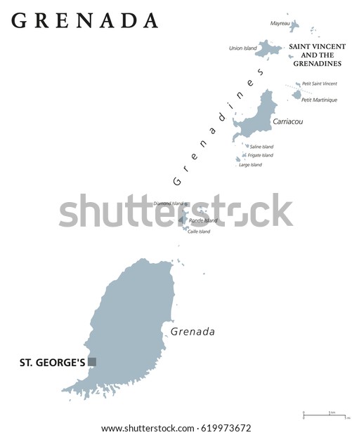 Grenada Political Map Capital St Georges Arkivvektor (royaltyfri ...