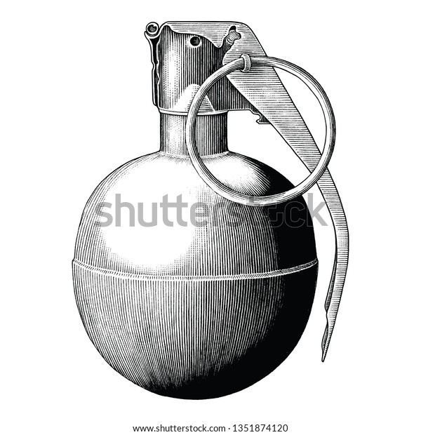 Grenade Hand Draw Vintage Style Black Stock Vector (Royalty Free ...