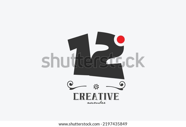 Grey 12 Number Logo Icon Design Stock Vector (Royalty Free) 2197435849 ...