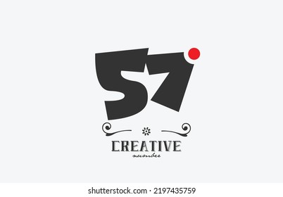 Grey 57 Number Logo Icon Design Stock Vector (Royalty Free) 2197435759 ...