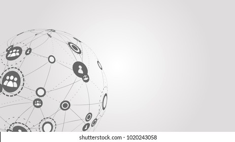 Grey Background Vector Graphic Global Network Stock Vector (Royalty ...