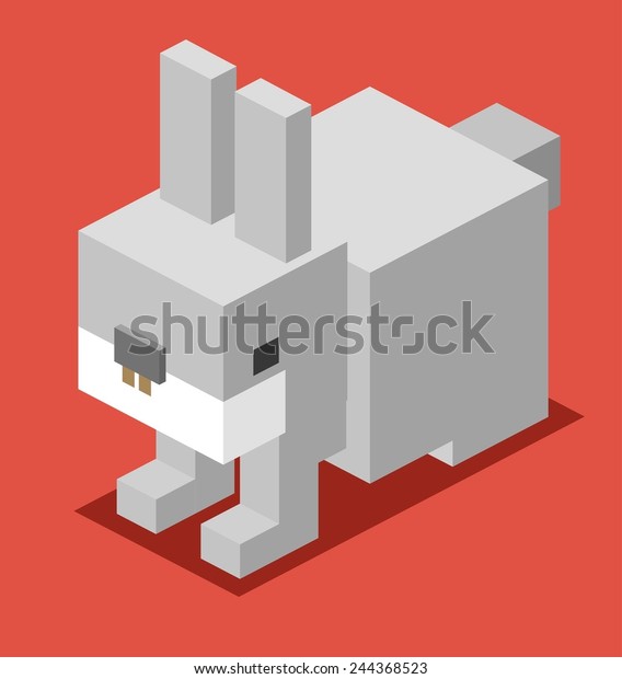 Grey Bunny 3d Flat Isometric Vector Stock Vector (Royalty Free ...