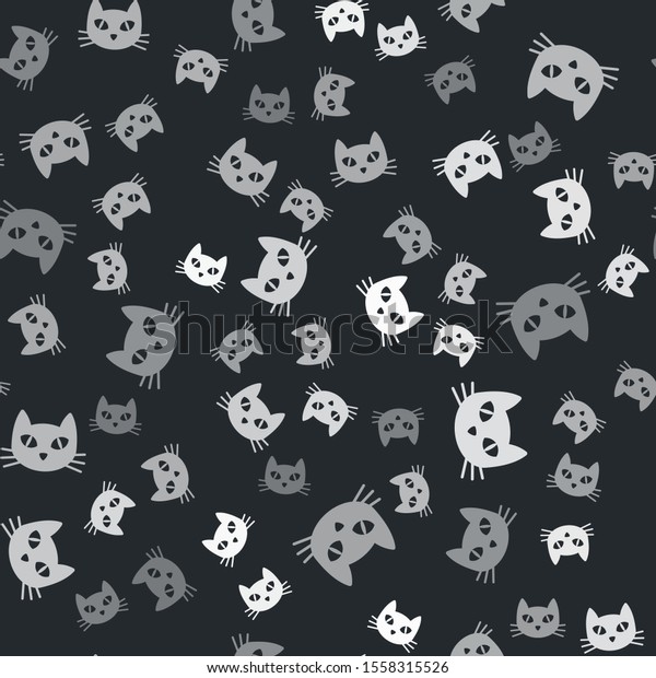 Grey Cat Icon Isolated Seamless Pattern Stock Vector (Royalty Free ...