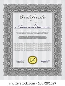 Grey Certificate Diploma Template Vector Illustration Stock Vector ...