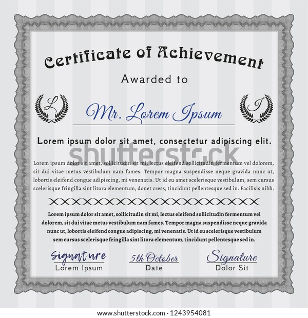 Grey Certificate Template Detailed Complex Background Stock Vector ...