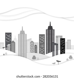 Grey City Background Paper Cut Vector Stock Vector (Royalty Free ...
