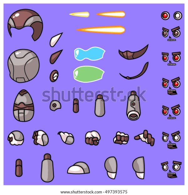 Grey Cyborg Enemy Game Sprites Suitable Stock Vector (Royalty Free ...