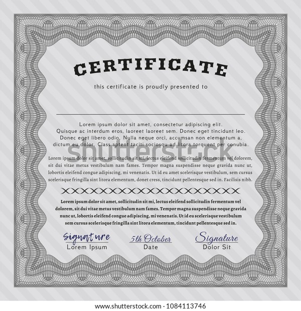 Grey Diploma Template Certificate Template Easy Stock Vector (Royalty ...