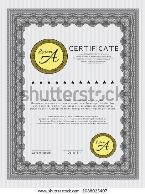 Grey Diploma Template Certificate Template Easy Stock Vector (Royalty ...