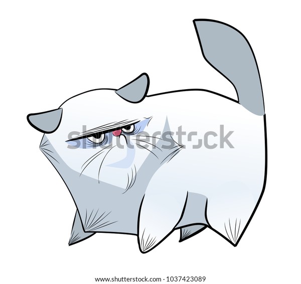 Grey Fat Angry Cat Stock Vector (Royalty Free) 1037423089 | Shutterstock